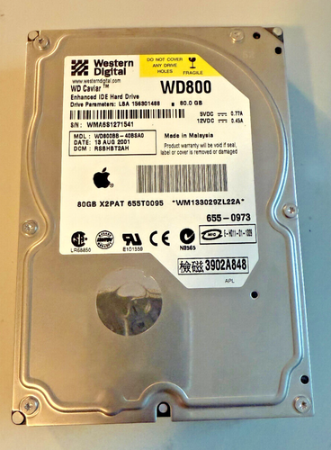 Genuine Apple OEM 80GB Hard Drive – PN 655‑0973 / WD800BB‑40BSA0 | eBay