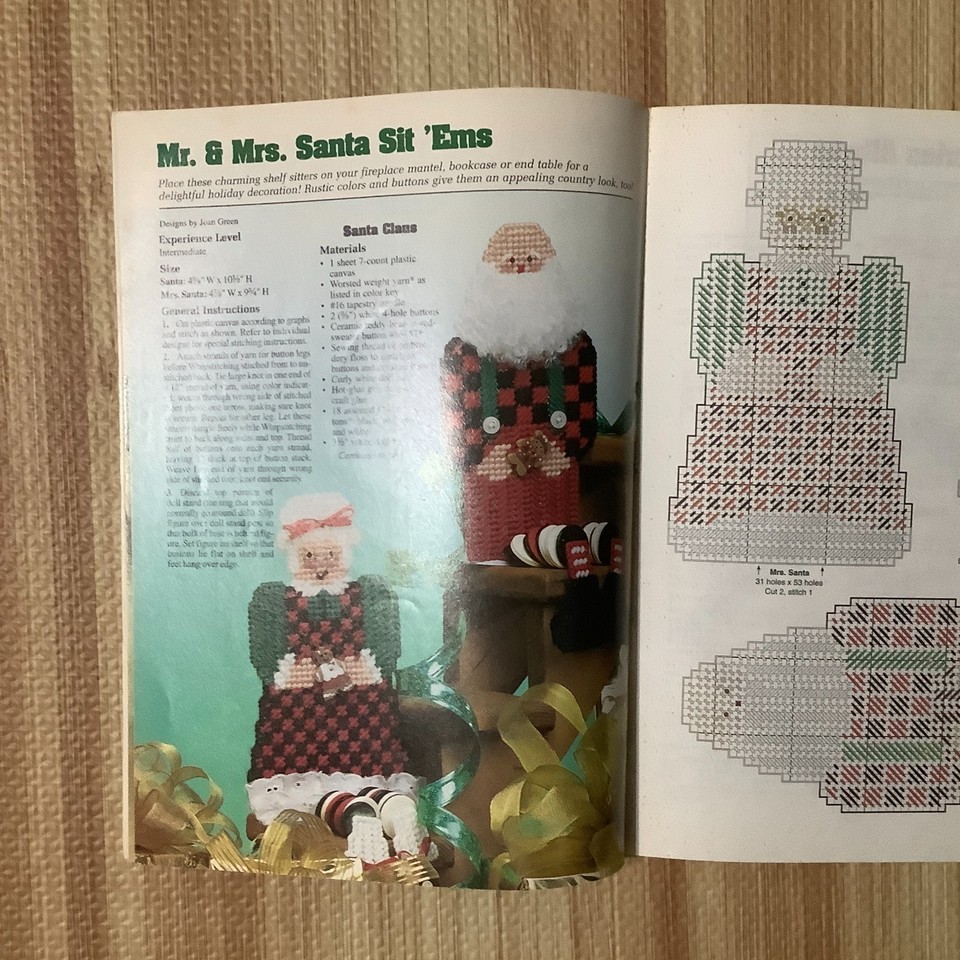 Vintage 1997 Plastic Canvas Magazine Holiday Christmas Patterns Santa ...
