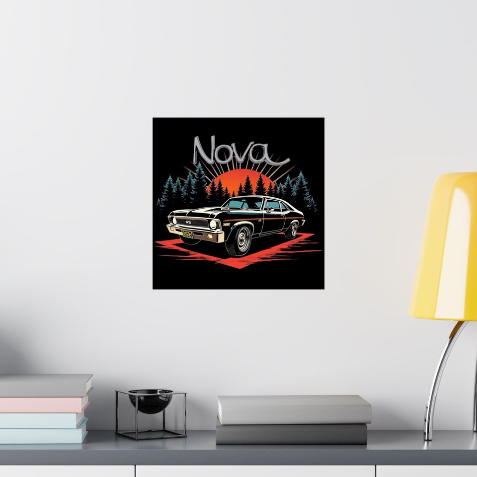 1972 Chevy Nova SS Poster Sunset Forest Retro Muscle Car Art | eBay