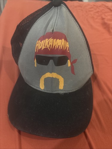 Hulk Hogan Hulkamania Hat WWE Black Gray Trucker Cap Face Imprint ...