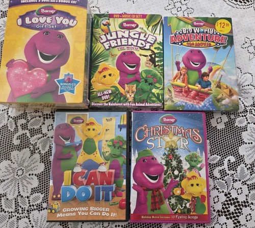 Barney Lot Of DVDs 3 New 2 Used I Love You Gift Set Jungle Friends ...