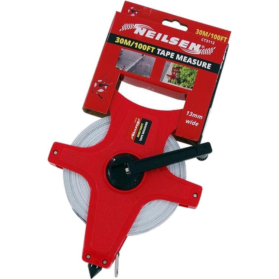 Neilsen Reel Surveyors Tape Measure Metric Imperial Rule Ruler 10m ...