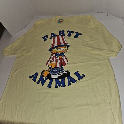 Vintage 1978 Garfield Yellow T-shirt Party Animal Jim Davis Sun Made In ...