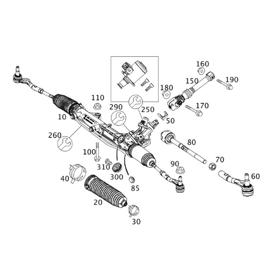 Outer &Inner Tie Rod End Front Set For Mercedes W204 /4MATIC C300 C350 ...