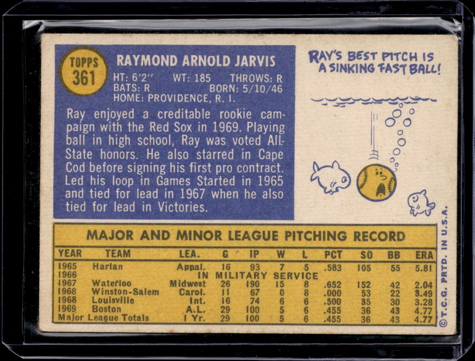Ray Jarvis 1970 Topps #361 Boston Red Sox | eBay