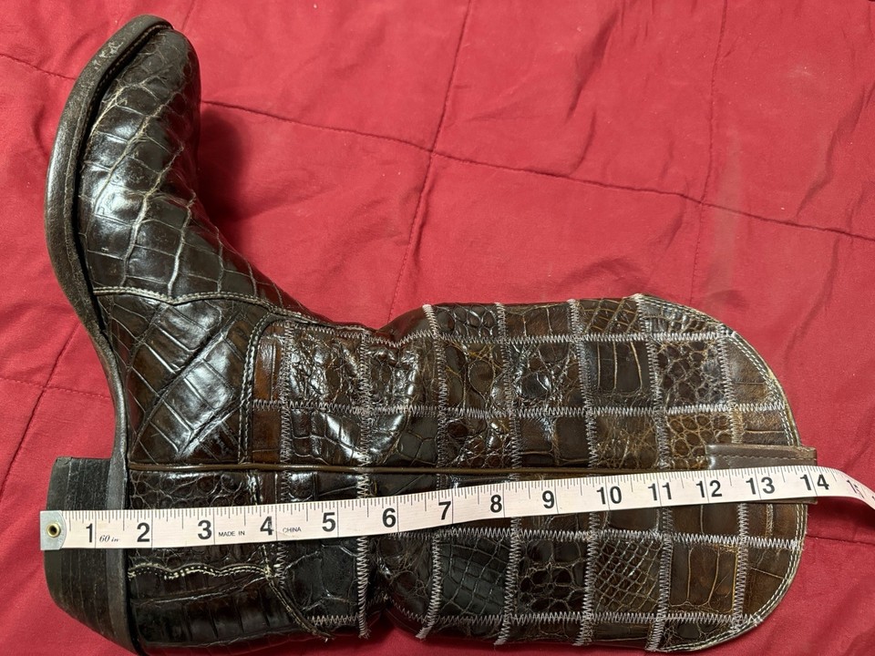 Men’s Size 10.5D Nocona Full Length Bias Cut Alligator Patch Cowboy Boots USA | eBay