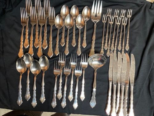 Oneida Community Stainless Satinique Set 39 Pcs Fork Knife Spoon ...