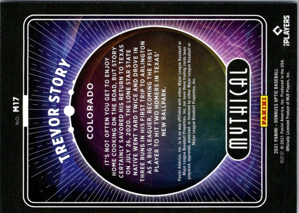 2021 Donruss Optic Mythical Trevor Story #M17 Colorado Rockies Baseball ...