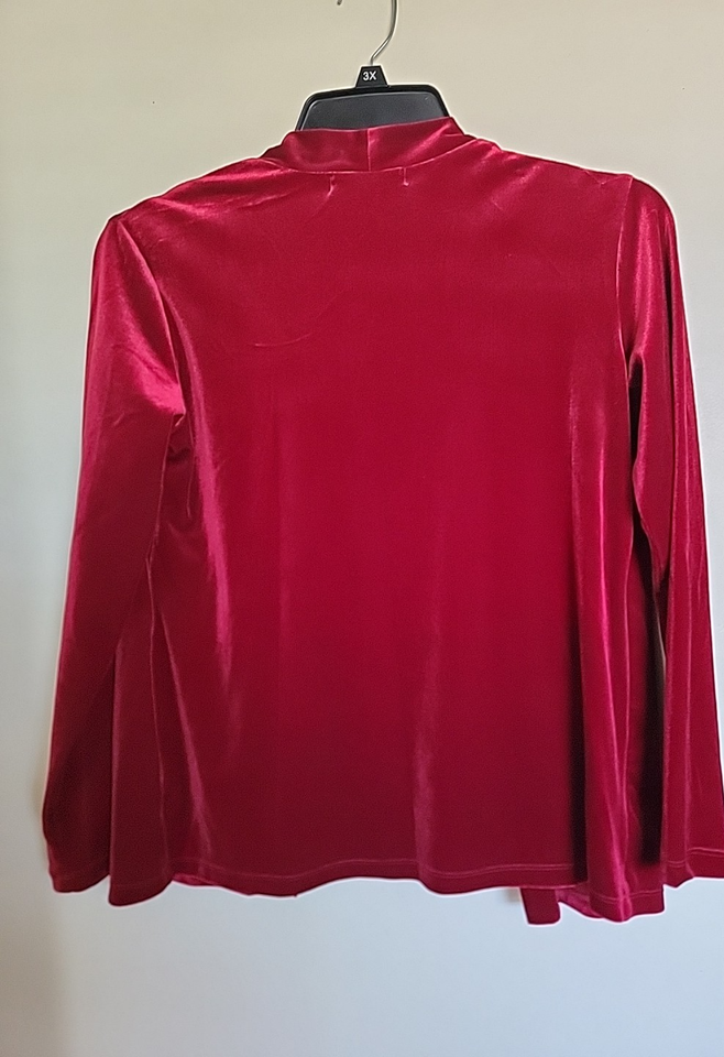 Notations Women Red Velvet 2fer Long Sleeve Blouse Top Size S | eBay