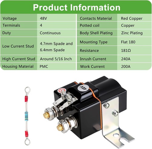 48V Golf Cart Solenoid &Resistor for 95+ Club Car DS Precedent ...