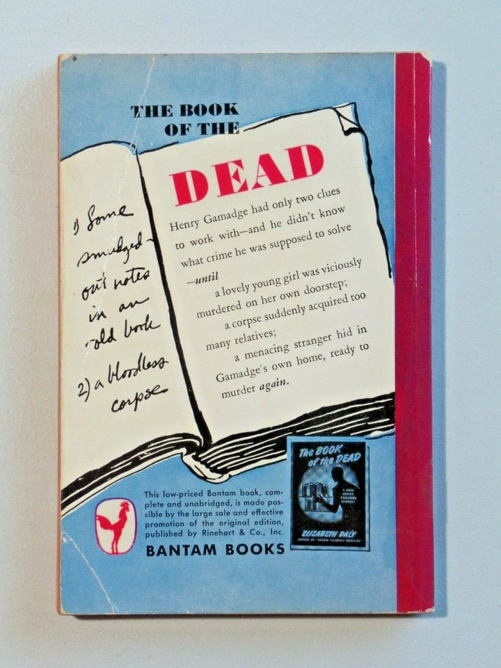 Vintage THE BOOK OF THE DEAD Elizabeth Daly 1948 Bantam Edition ...