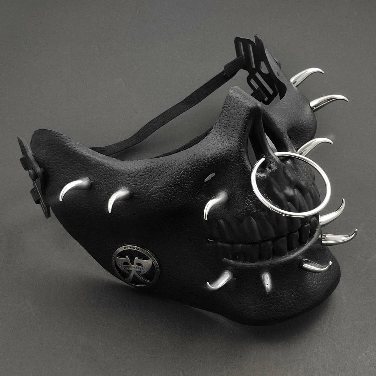Skull Steampunk Half Face Masquerade Mask Tusks Spike Cool Mask Custume ...