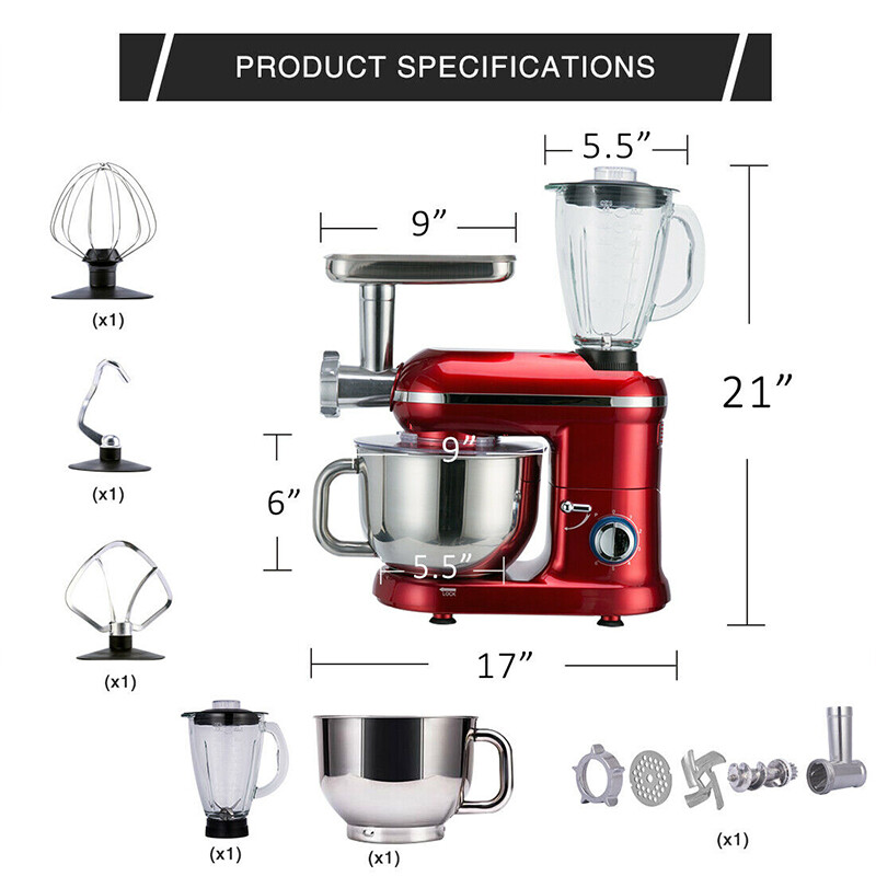 3-in-1 Food Stand Mixer 6Qt 650W 6-Speed Meat Grinder Juice Blender ETL ...