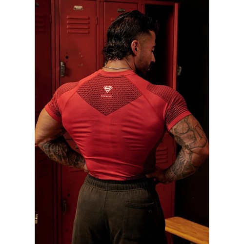 Youngla Red Superman Compression Tee Mens Short Sleeve Gym Shirt XL New ...