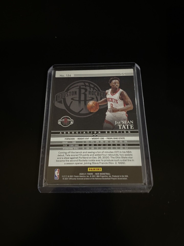 Jae’Sean Tate Noir RC /99 Basketball Card Rockets 156 | eBay