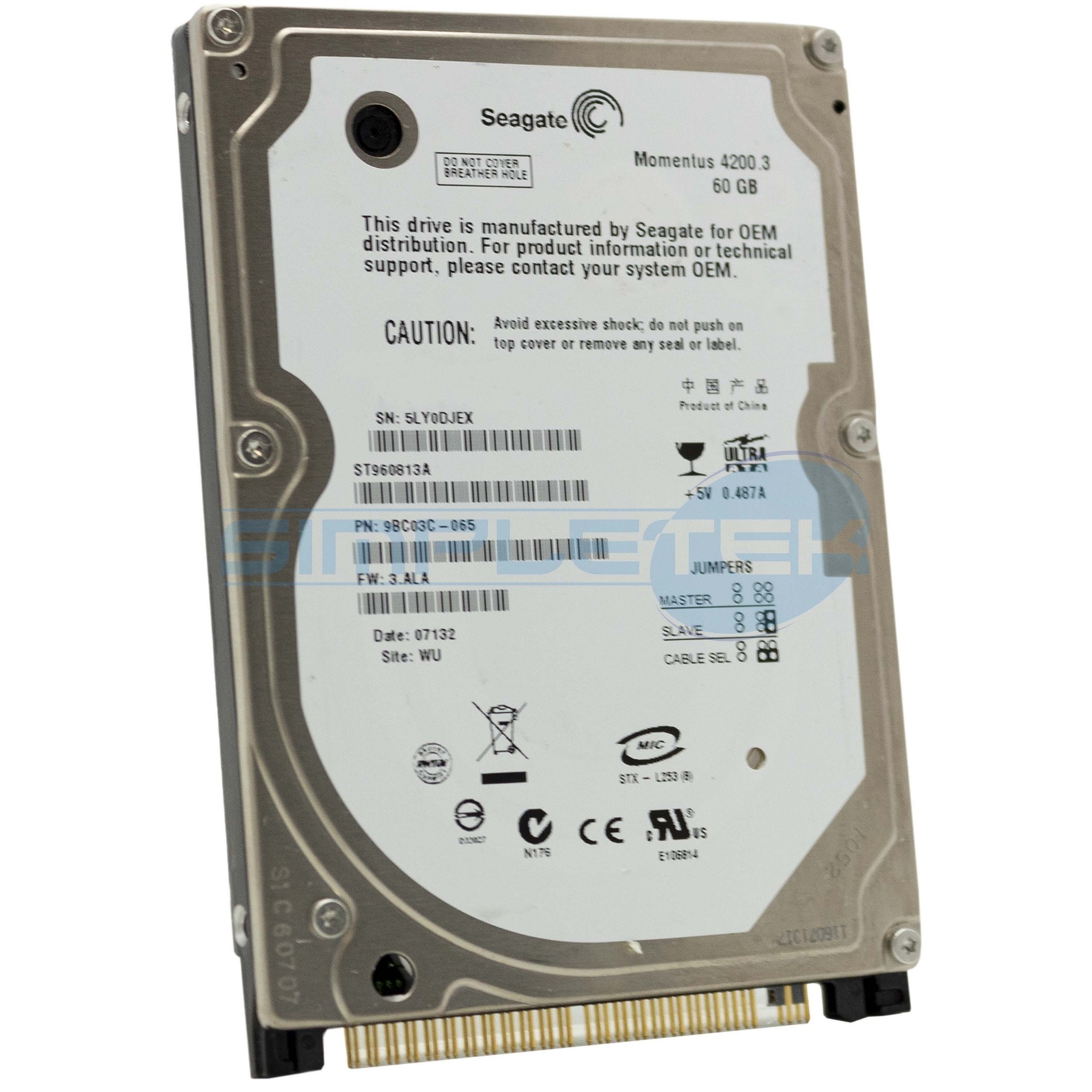 Hard Disk Hdd Disco Ide Pata 2.5" 60Gb Computer Portatile Pc Seagate ...