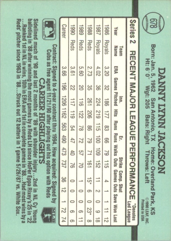 1991 Donruss Danny Jackson #678 | eBay