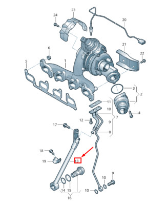 AUDI Q3 8U Turbocharger Oil Return Line Support 03L145535D NEW GENUINE ...