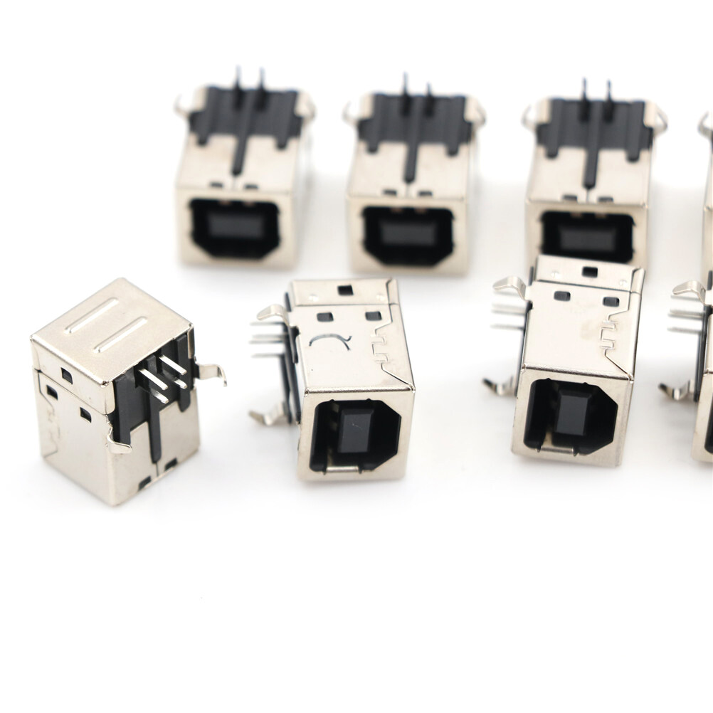 10 Pcs USB Female Type-B Port 4-Pin Right Angle PCB DIP Jack Socket C1 ...