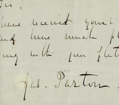 RARE!! “Aaron Burr Biographer" James Parton Hand Written Note Dated ...