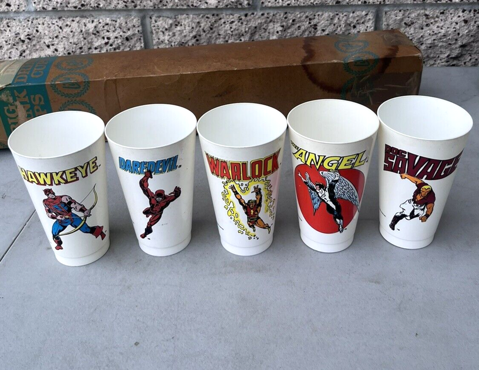 1975 7-11 Marvel Comics Super Hero Slurpee Plastic Cups Cup Complete ...