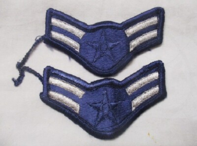 US AIR FORCE Rank Insignia White Chevrons Blue Star embroidered patches ...