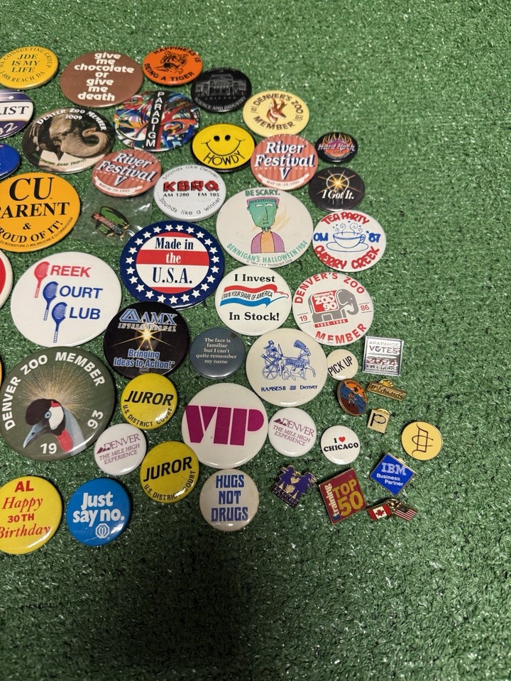 Lot of 70+ Vintage Pinback Buttons Politics, Social Justice, Humor, Pop ...