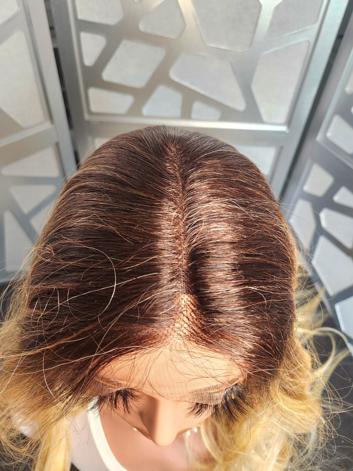 Straight Blonde Golden Wig Lace Front Wig Ombre Long Blonde Wig ...