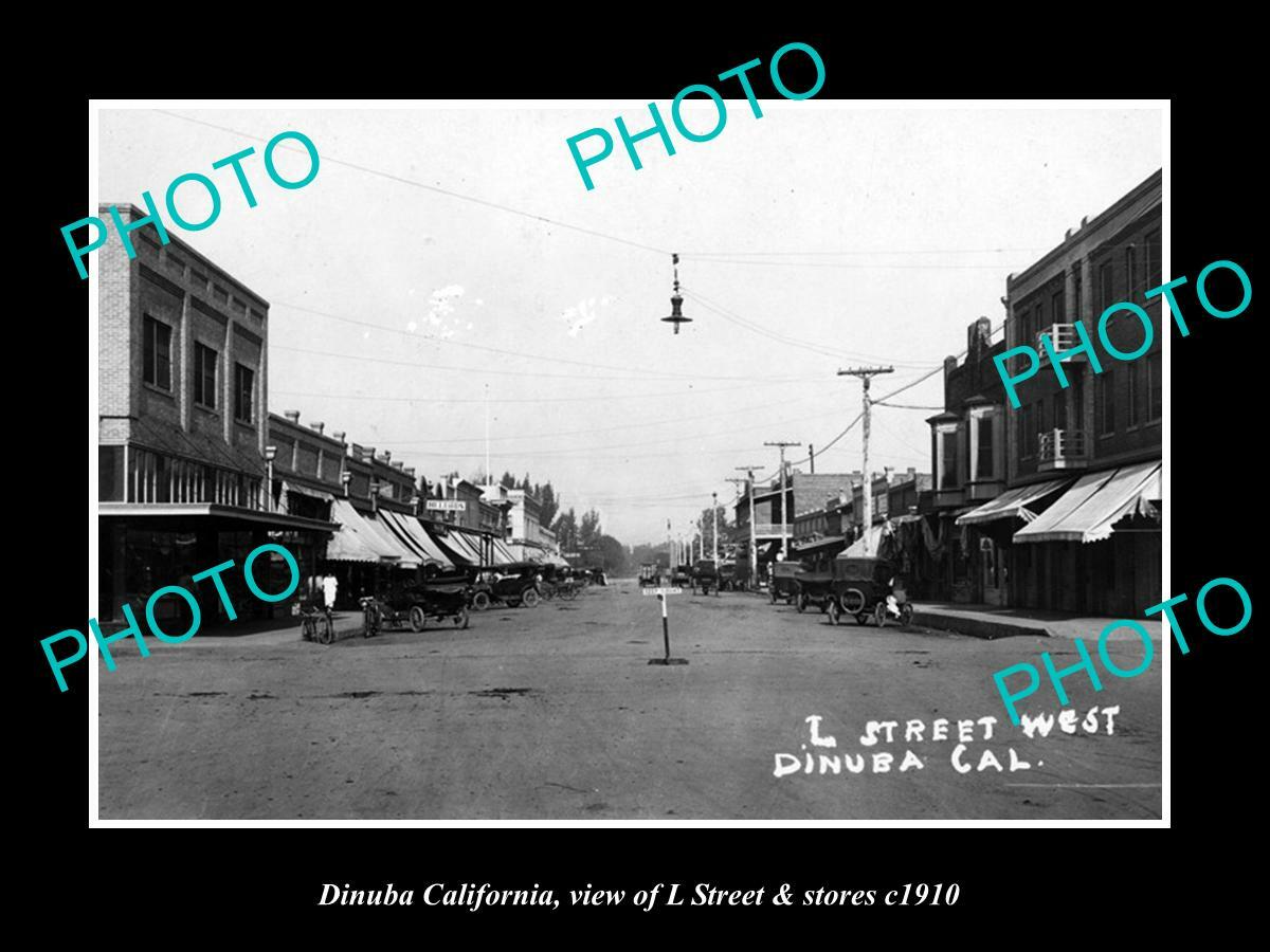 OLD 8x6 HISTORIC PHOTO OF DINUBA CALIFORNIA VIEW OF L STREET & STORES ...