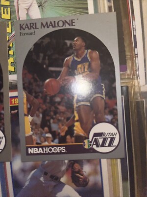 Karl Malone -Card#292-Silver Ink Misprint. Rare 1990 MVP NBA Hoop- MINT ...