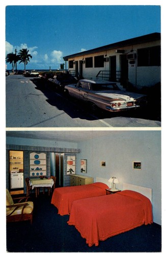Hollywood Beach Florida Ocean Gate Motel room 1950-60s cars vintage ...