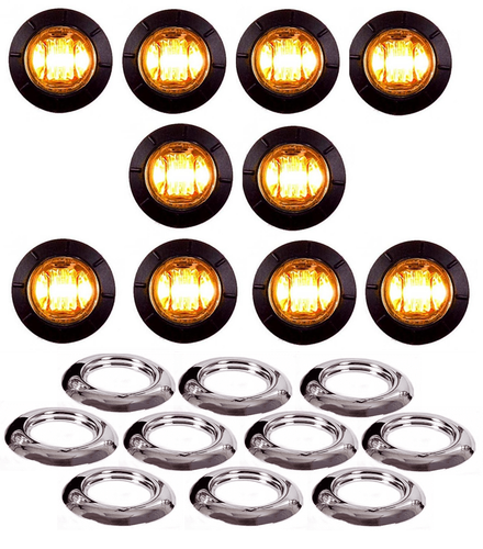 10 Maxxima 3/4" Amber 3 LED Penny Marker Clearance Lights M09300Y w/ 10 ...