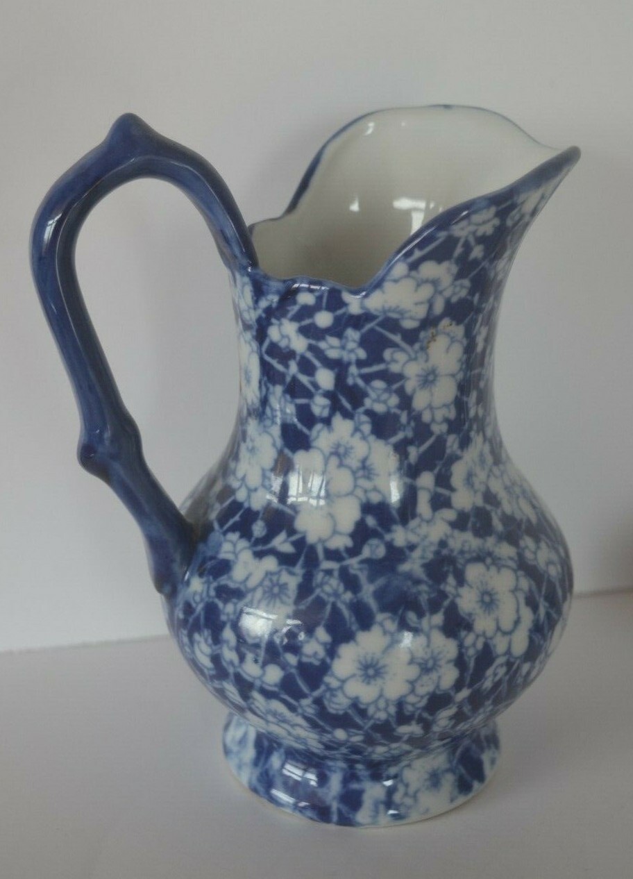 Royal Crownford Staffordshire Blue Calico Pitcher Bowl Wash Basin Set ...