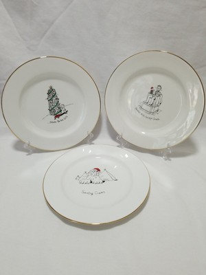 Merry Masterpiece Plates Humorous Christmas Dessert 1999 24kt Gold Trim ...