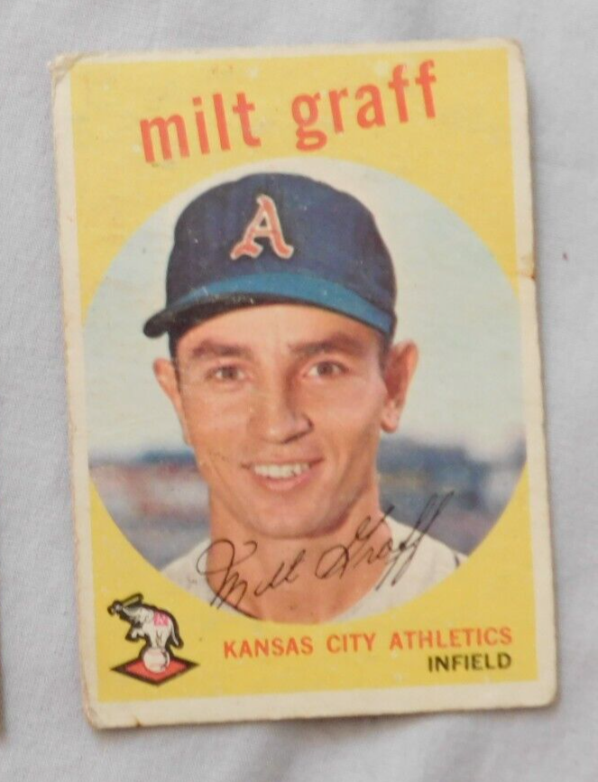 1959 Topps #182 Milt Graff Kansas City Athletics Baseball Card g/vg ...
