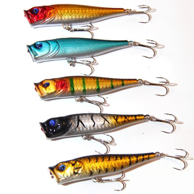 5X 95mm Popper Poppers Topwater Fishing Lures Surface GT Game Tackle ...