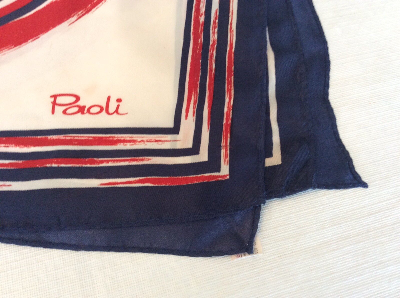 Vintage Paoli Acetate Scarf Red White Blue Bold Circl… - Gem