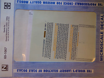 Microscale Decal N #60-1067 Santa Fe Diesel Numbers - use with 60-29 ...