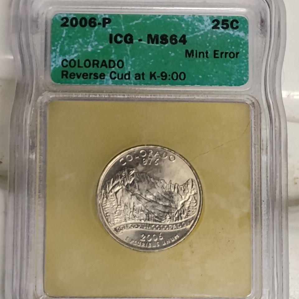 2006-P Colorado State Quarter Major Die Break Error - "Retained Cud" on ...