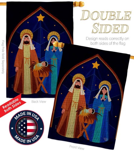 Nativity of Jesus Burlap House Flag Winter Three King Religious Holy ...
