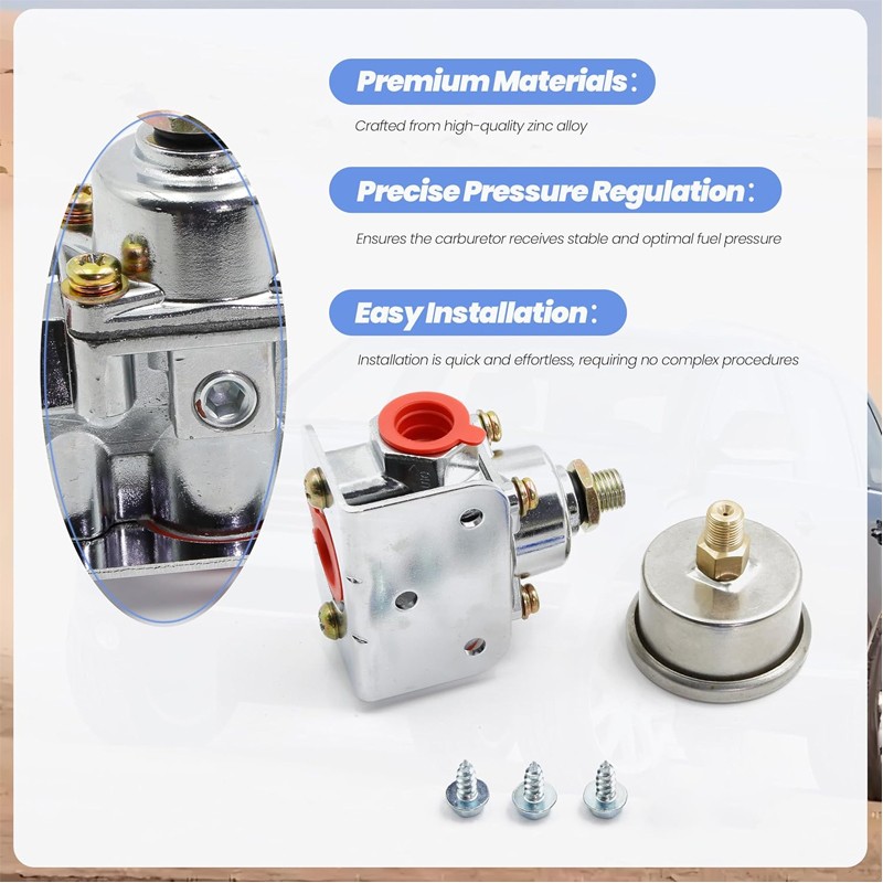 12-804 Low Fuel Pressure Regulator Gauge Fit for Carburetor Carb Quick ...