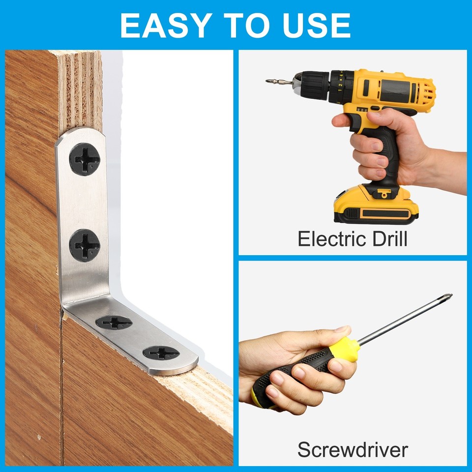 24 Pcs Metal l Brackets, 40mm x 40mm 90 Degree l Bracket Corner Braces ...