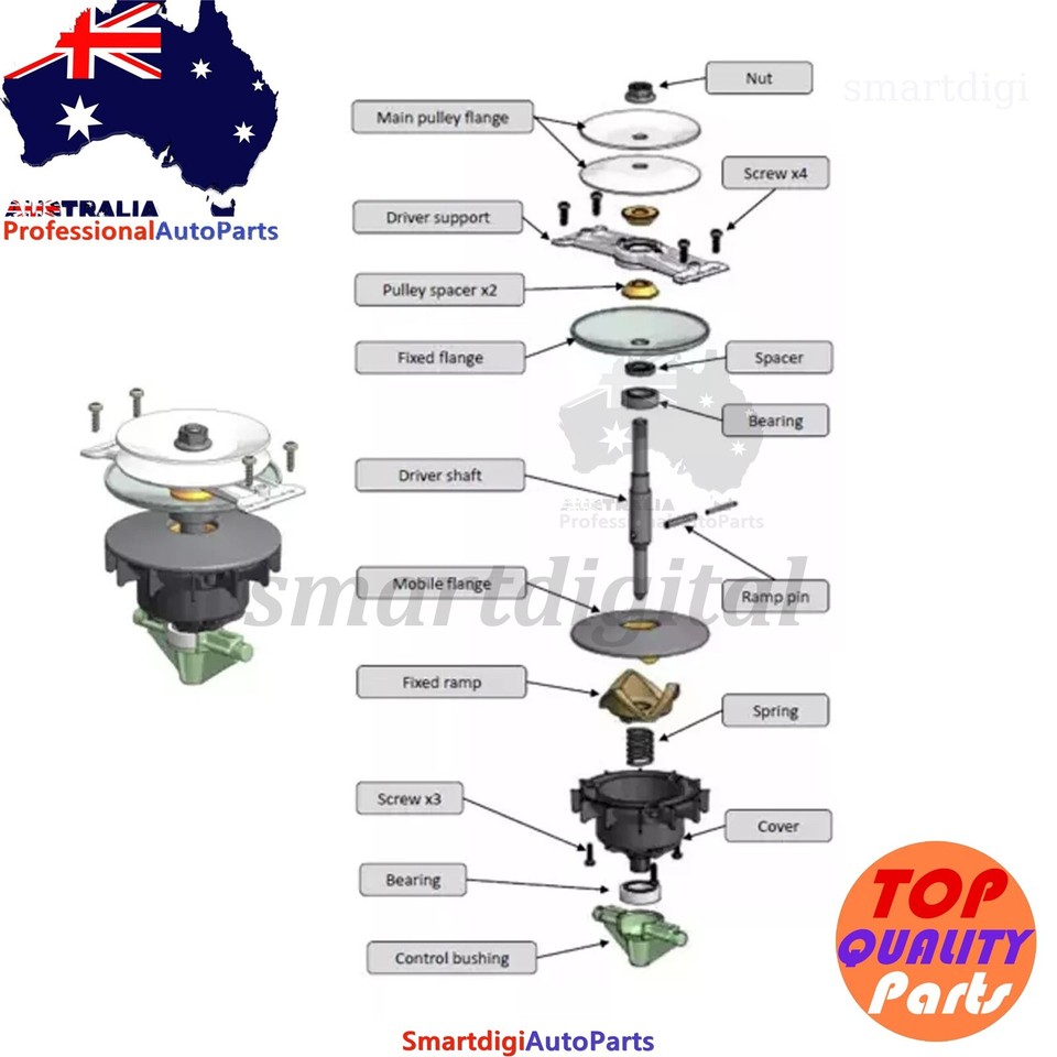 Driver Kit / Primary Pulley For John Deere RT400 Repl MIA13031 fit D105 ...