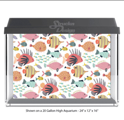 Fish Pattern Colorful Polyester Fish Tank Glass Backdrop Aquarium ...