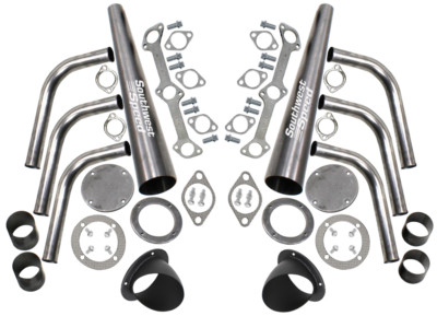 NEW LAKE STYLE HEADER KIT WITH TURNOUTS,BLACK,FLAT HEAD FORD 136-337 ...