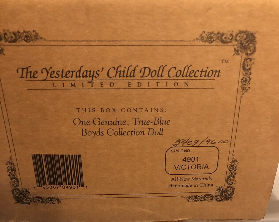 The Boyds Doll Collection Yesterdays Child "Victoria" Porcelain Doll ...