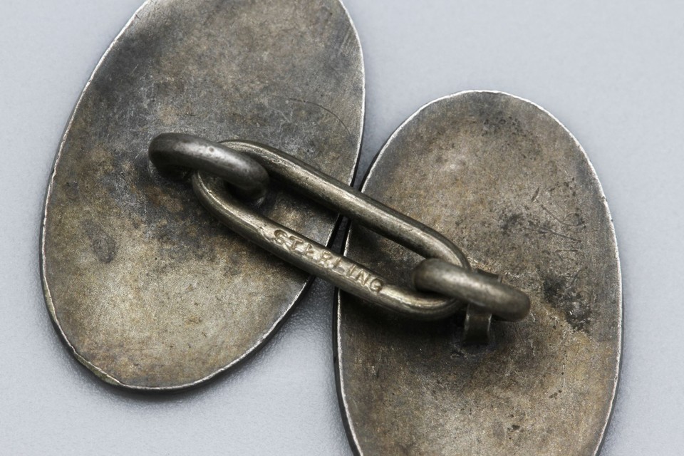 RARE Sterling Silver Orange Guilloche Enamel Cufflinks, Antique Art ...