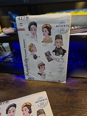 Simplicity 4178 60s Reprint Misses Pillbox Beret Scarves Bag Cut Sewing ...