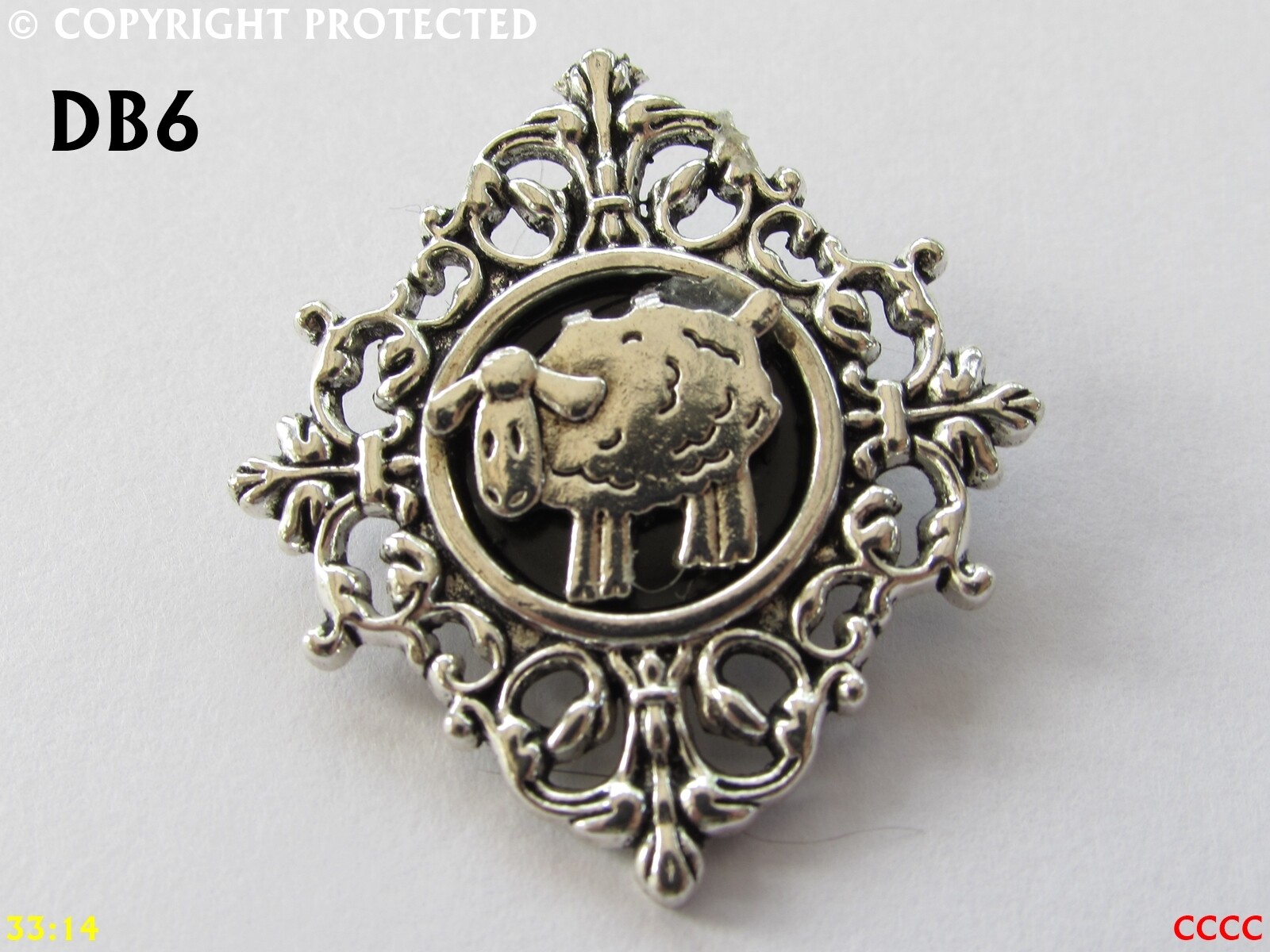 steampunk brooch badge pin sheep lamb ewe ram ovine wool knitting ...