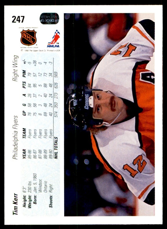 1990-91 Upper Deck. Tim Kerr . Philadelphia Flyers #247 | eBay